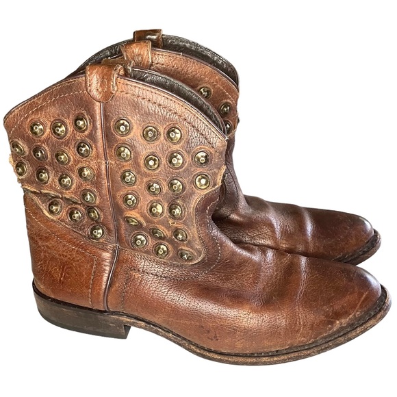 Frye | Shoes | Frye Wyatt Disc Cognac Brown Studded Boots 65 | Poshmark